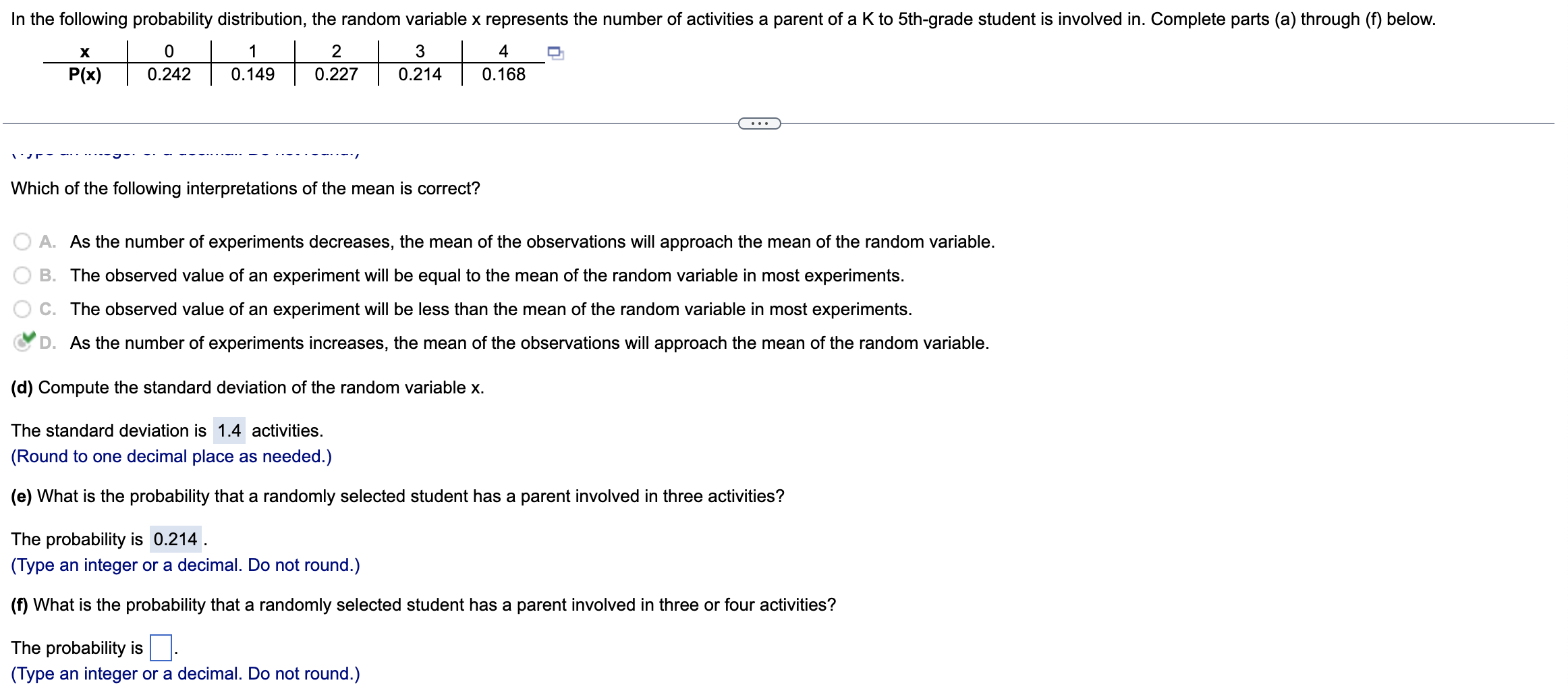 Solved In the following probability distribution, the random | Chegg.com