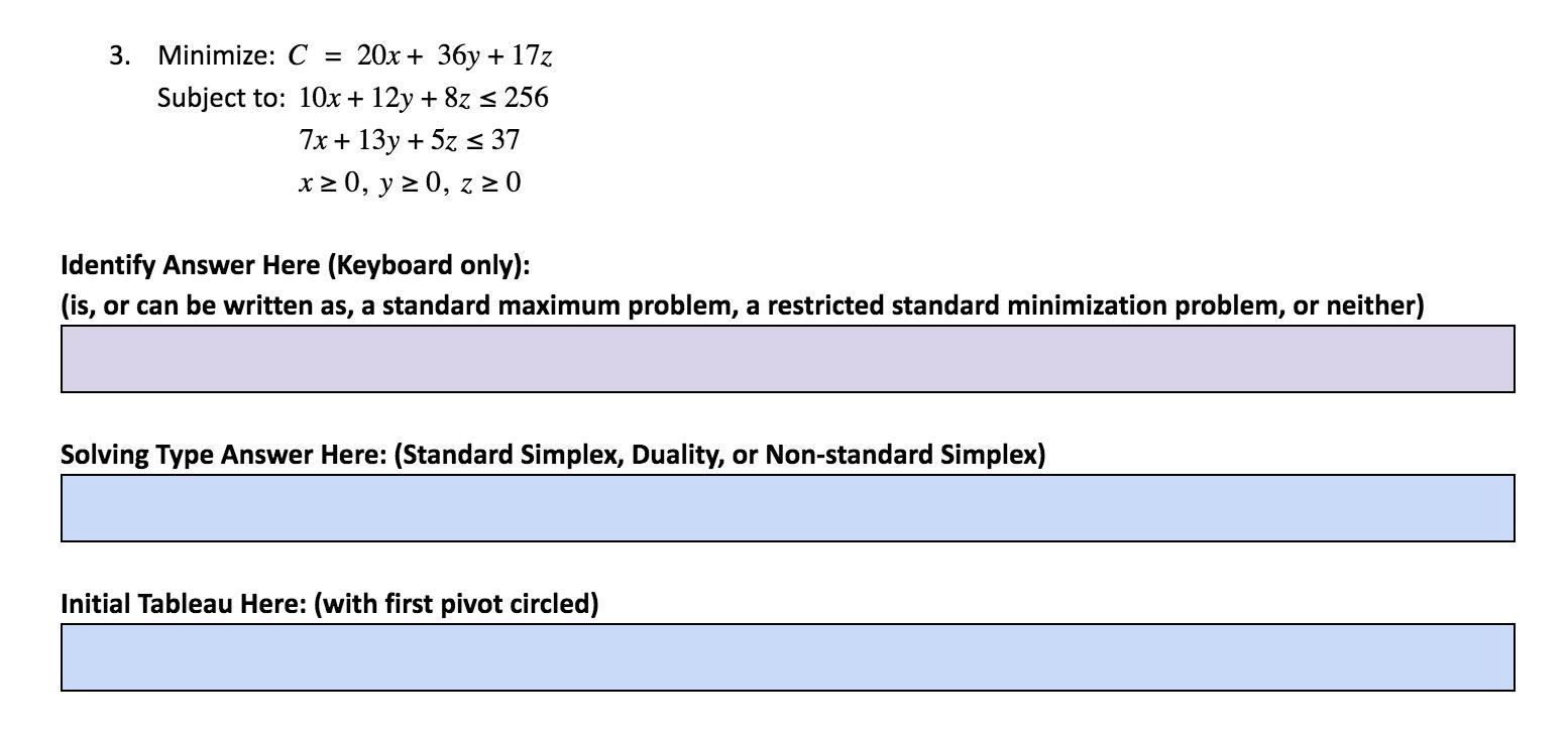 Solved Identify if the given linear programming problem is, | Chegg.com