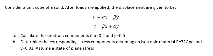 Solved Consider a unit cube of a solid. After loads are | Chegg.com