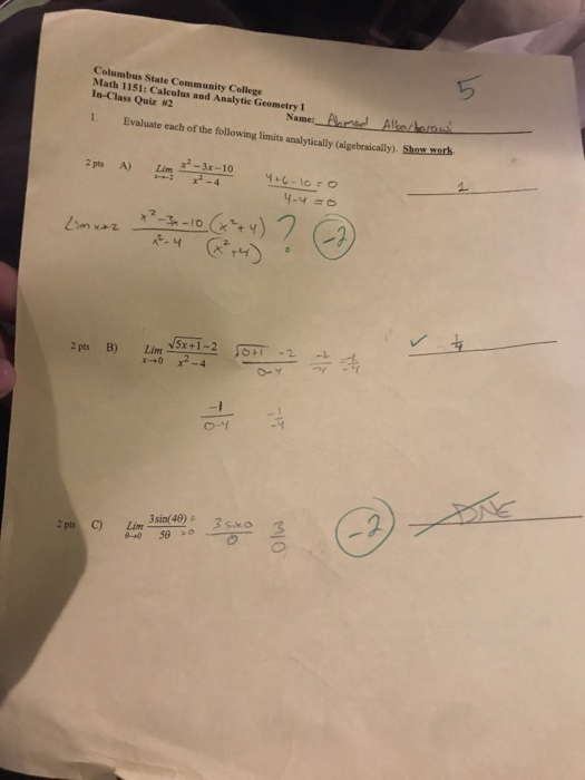 Solved 5 Columbus State Community College Math 1151: | Chegg.com