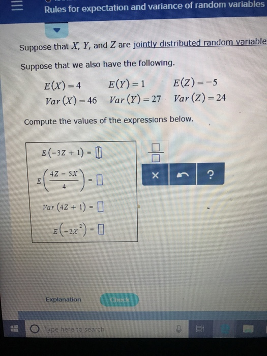 Solved Rules for expectation and variance of random | Chegg.com