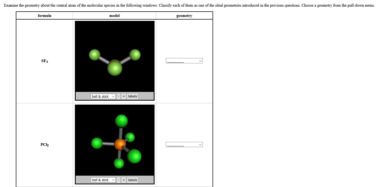 Solved Examine the geometry about the central atom of the | Chegg.com