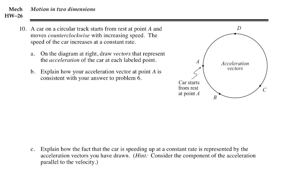 Solved Motion in two dimensions Mech HW-26 D 10. A car on a | Chegg.com
