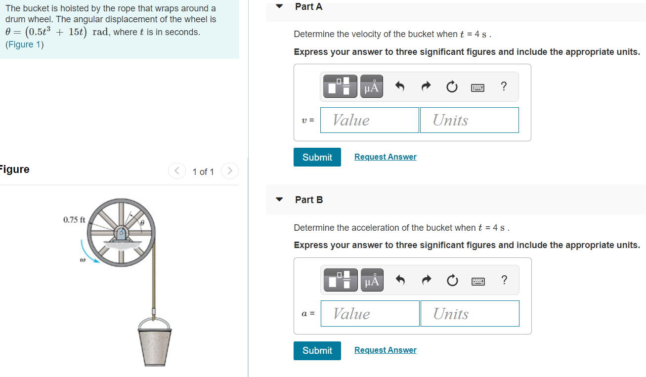 Solved Part A The bucket is hoisted by the rope that wraps | Chegg.com