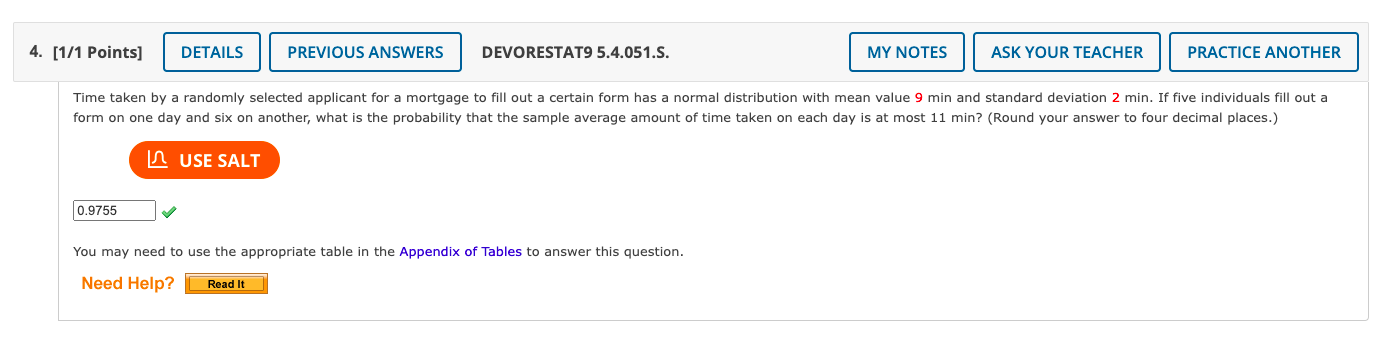 Solved 4. [1/1 Points) DETAILS PREVIOUS ANSWERS DEVORESTAT9 | Chegg.com