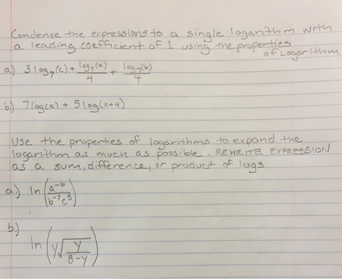 Solved Condense the expressions to a single logarithm with a | Chegg.com