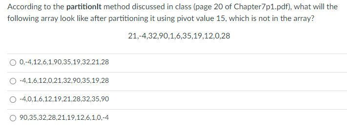 Solved public int partitionIt(int left, int right, long | Chegg.com