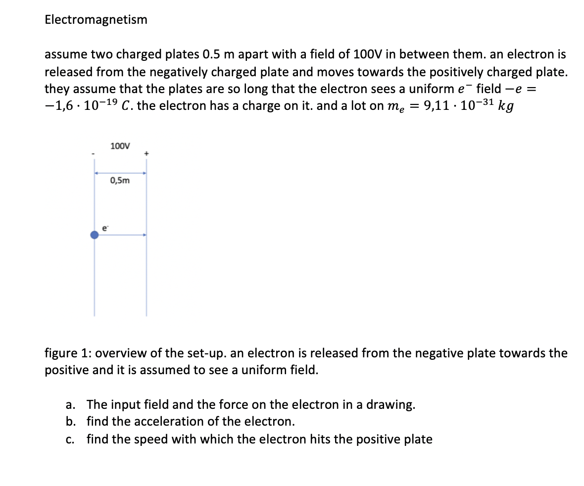 Solved Electromagnetism assume two charged plates 0.5 m | Chegg.com
