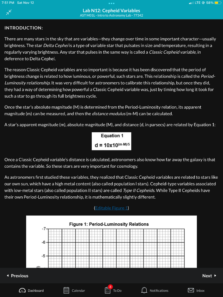 Lab N12 Cepheid Variables Ast M01l Intro To