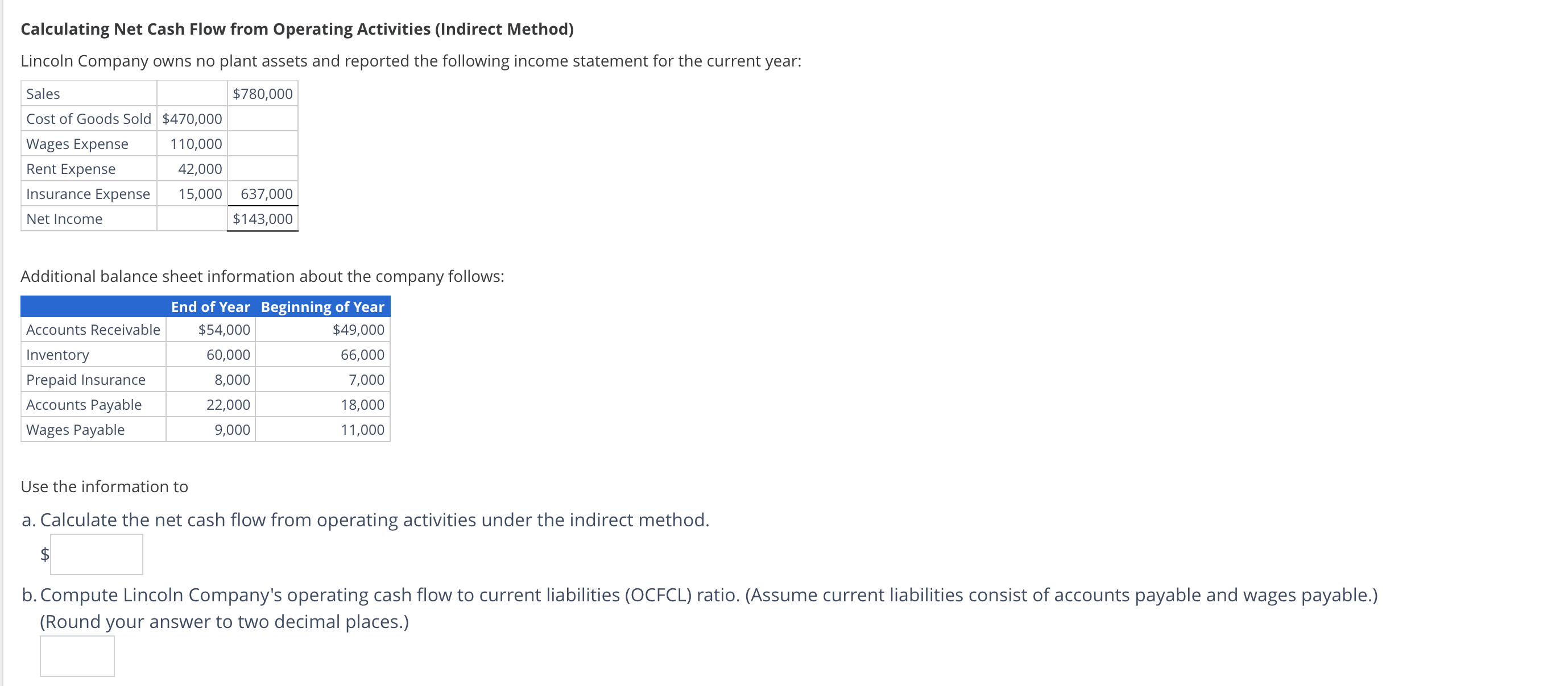 Solved Calculating Net Cash Flow from Operating Activities | Chegg.com