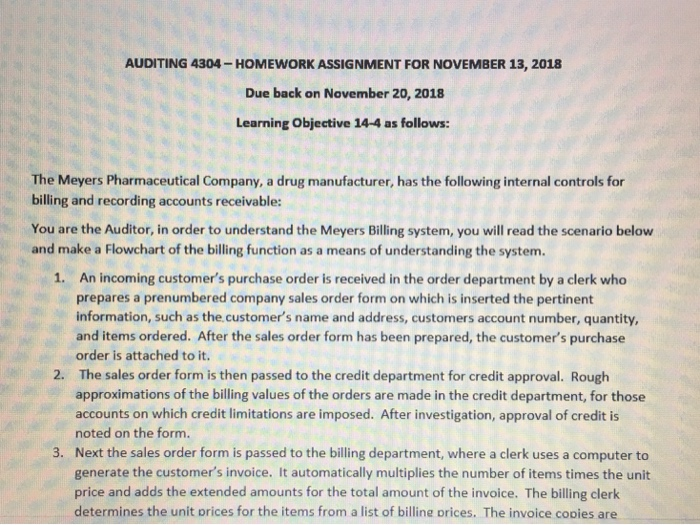 AUDITING 4304-HOMEWORK ASSIGNMENT FOR NOVEMBER 13, | Chegg.com