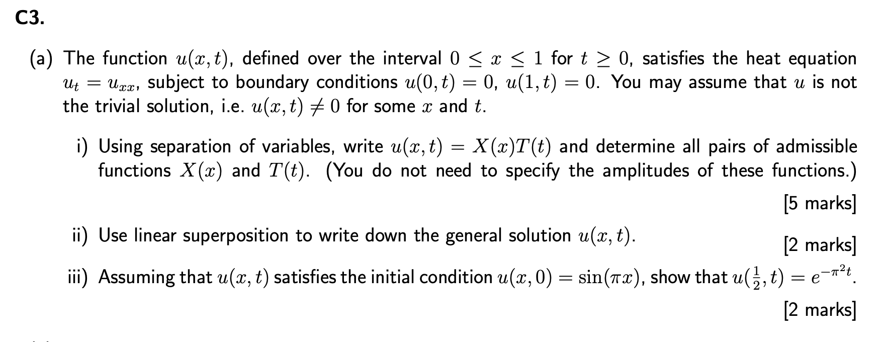 Solved (a) The function \\( u(x, t) \\), defined over the | Chegg.com