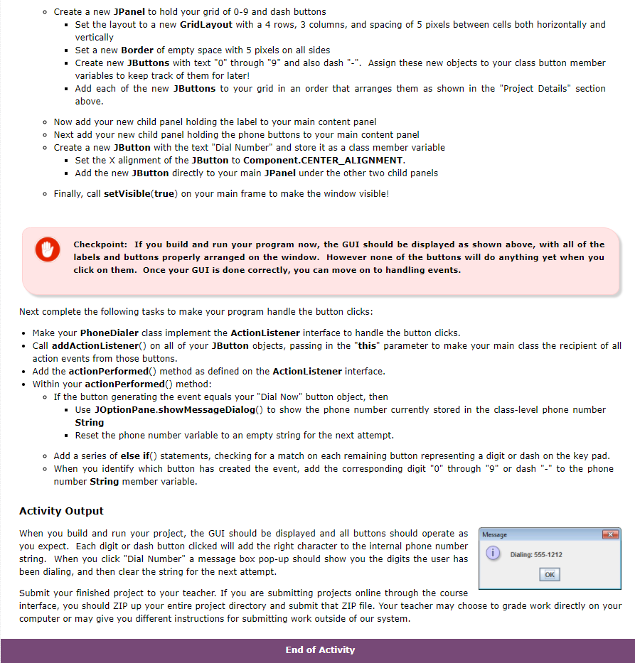 Solved Activity: Phone Dialer In this activity, you will use | Chegg.com