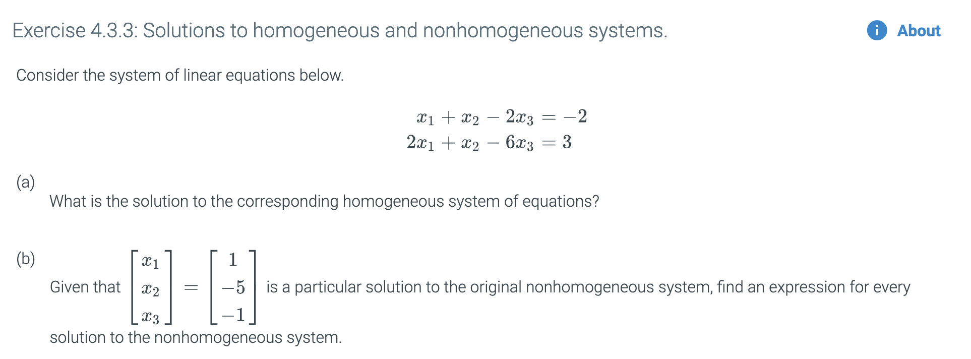 Solved Exercise 4.3.3: Solutions to homogeneous and | Chegg.com