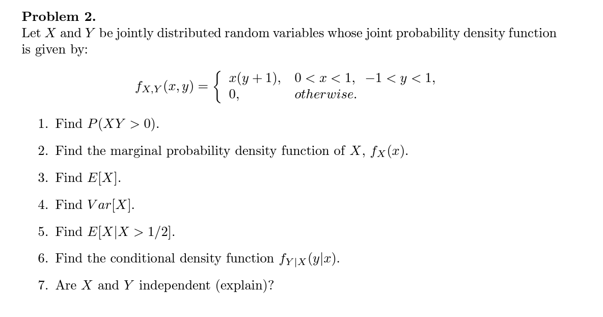 Solved Problem 2.Let x ﻿and Y ﻿be jointly distributed random | Chegg.com
