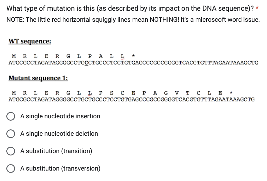 Solved What type of mutation is this (as described by its | Chegg.com