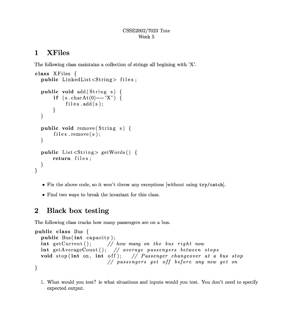 Solved CSSE2002/7023 Tute Week 5 1 XFiles The following | Chegg.com