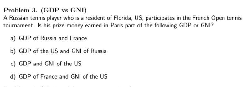 Solved Problem 3. (GDP vs GNI) A Russian tennis player who | Chegg.com
