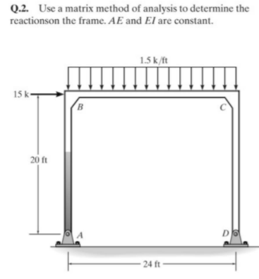 Solved Q.2. Use a matrix method of analysis to determine the | Chegg.com