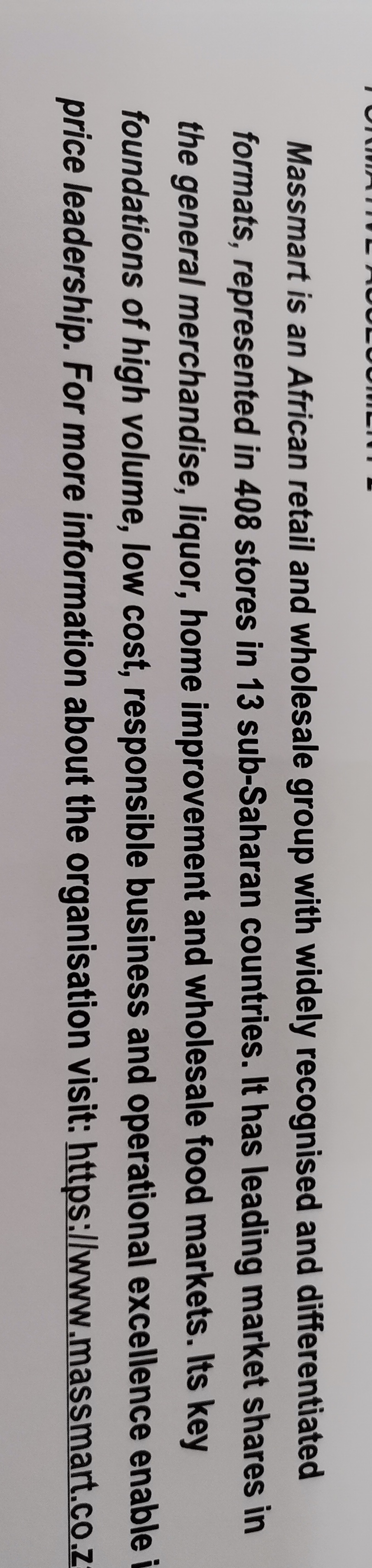 Solved The CEO of Massmart Mitchell Slape has requested you | Chegg.com