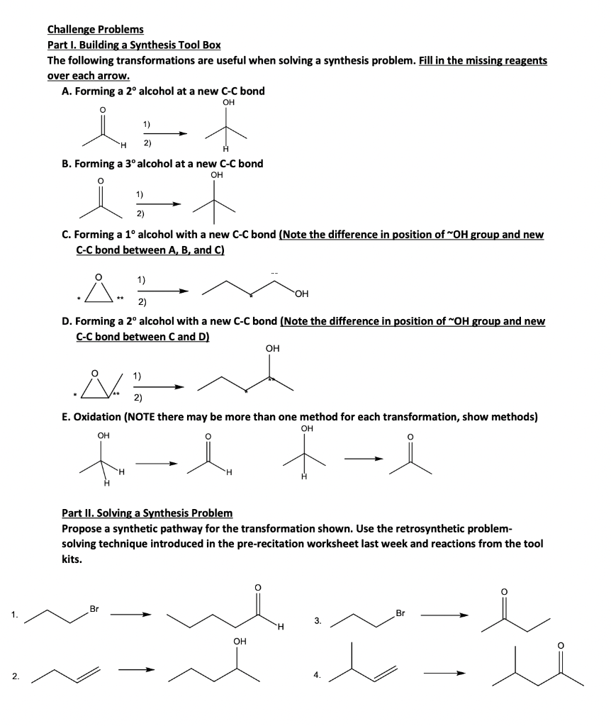 Solved 1. Challenge Problems Part I. Building a Synthesis | Chegg.com