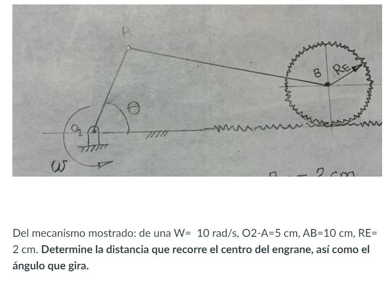 Solved Of the mechanism shown: of a W= 10 rad/s, O2-A=5 cm, | Chegg.com