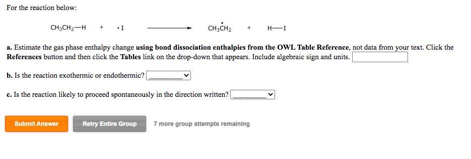 Estimate the gas phase enthalpy change using bond | Chegg.com