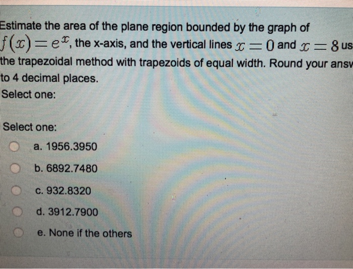 Solved Estimate the area of the plane region bounded by the | Chegg.com