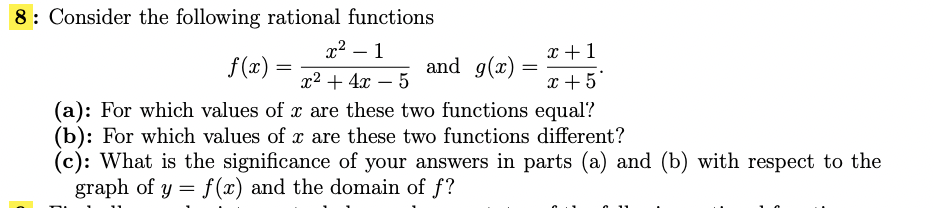 Solved 8: Consider the following rational functions | Chegg.com