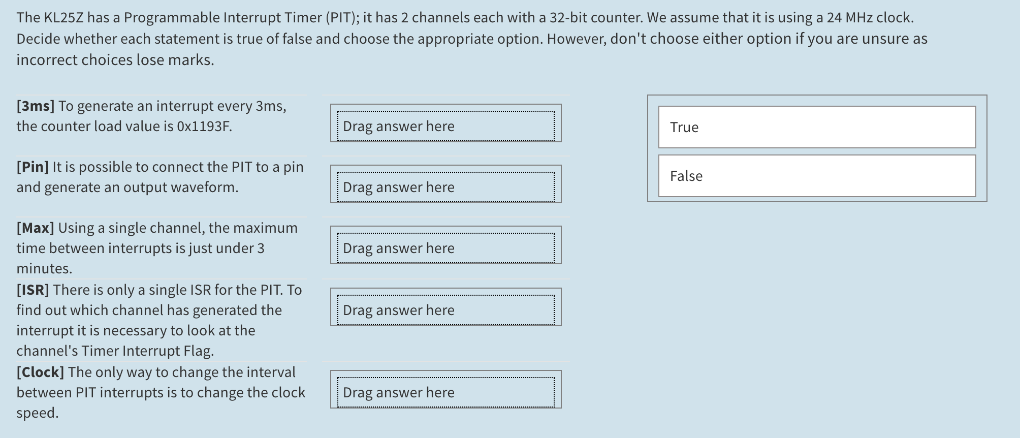 The KL25Z has a Programmable Interrupt Timer (PIT); | Chegg.com