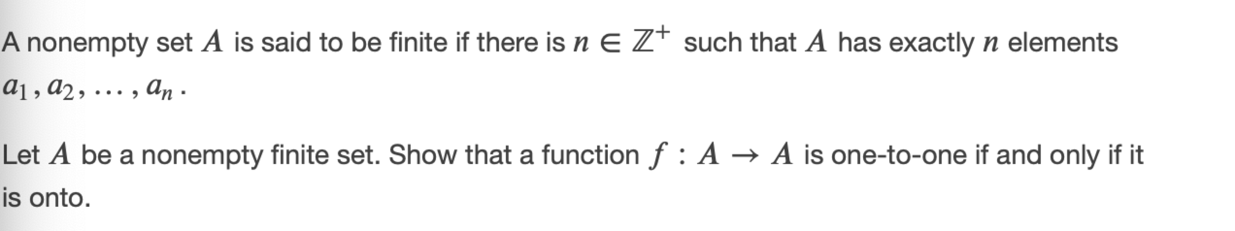 Solved A nonempty set A is said to be finite if there is n e | Chegg.com