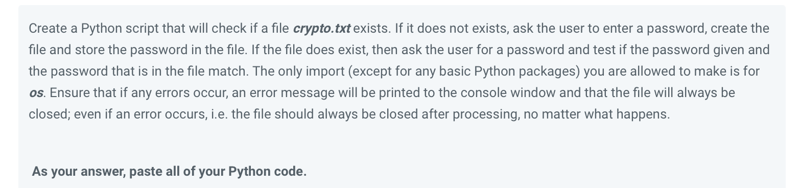 Solved Create A Python Script That Will Check If A File 3492