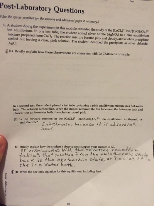 Solved Post-Laboratory Questions (use the spaces provided | Chegg.com