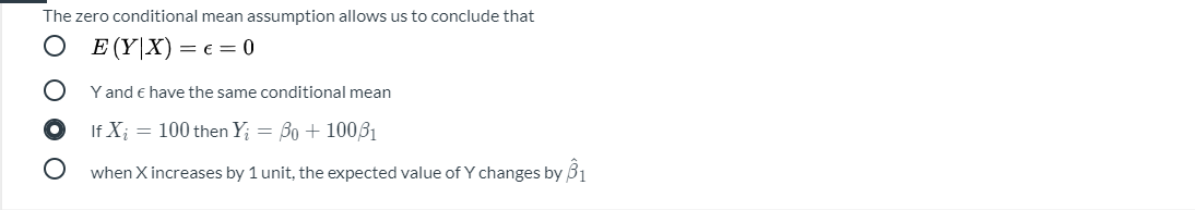 Solved The zero conditional mean assumption allows us to | Chegg.com