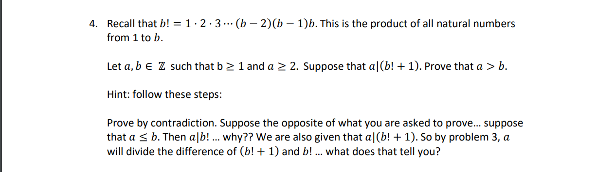 Solved Recall that b!=1⋅2⋅3⋯(b−2)(b−1)b. This is the product | Chegg.com