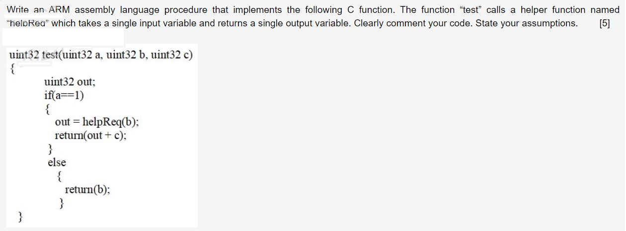Solved Write an ARM assembly language procedure that | Chegg.com