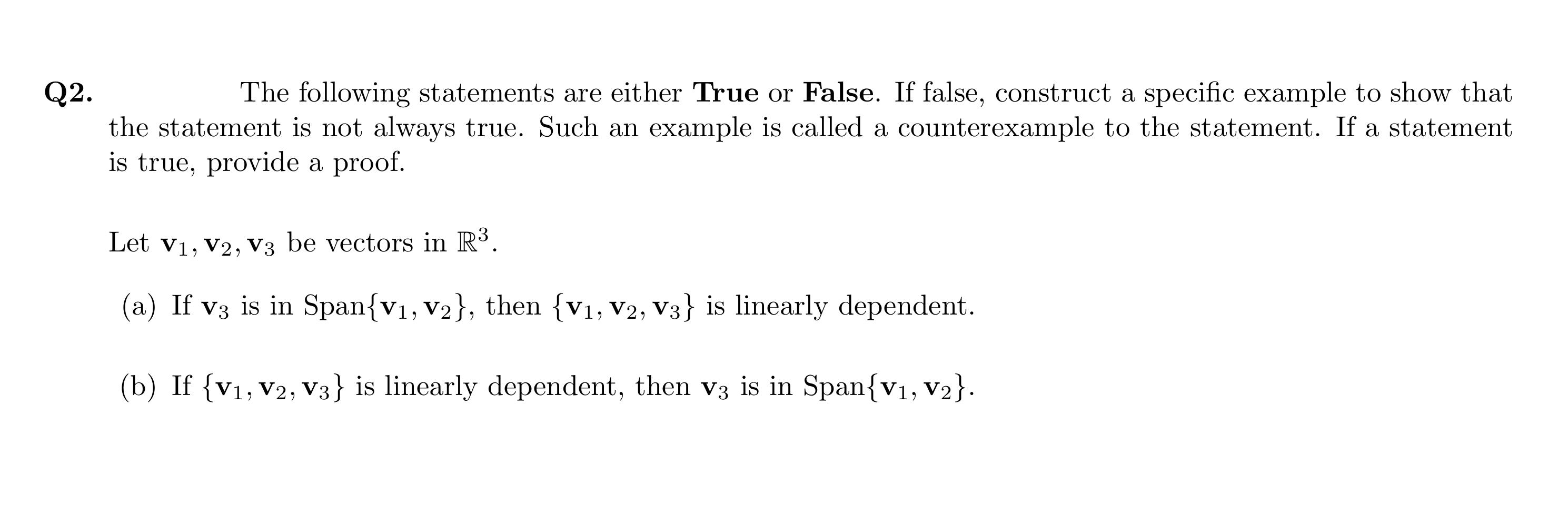 Solved Q2. The following statements are either True or | Chegg.com