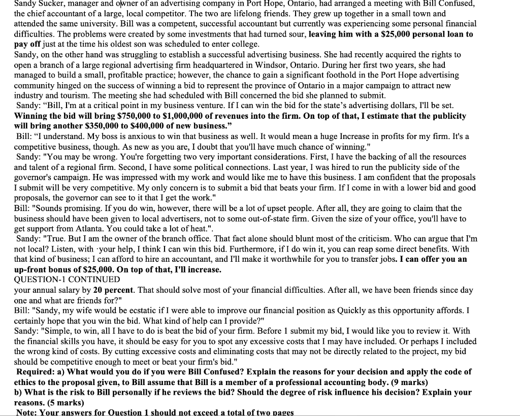 Sandy Sucker, manager and owner of an advertising | Chegg.com