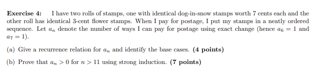 Solved Exercise 4: I have two rolls of stamps, one with | Chegg.com