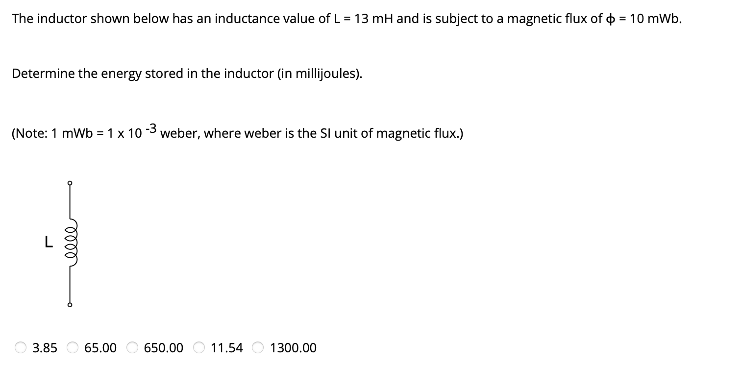 Solved The inductor shown below has an inductance value of | Chegg.com