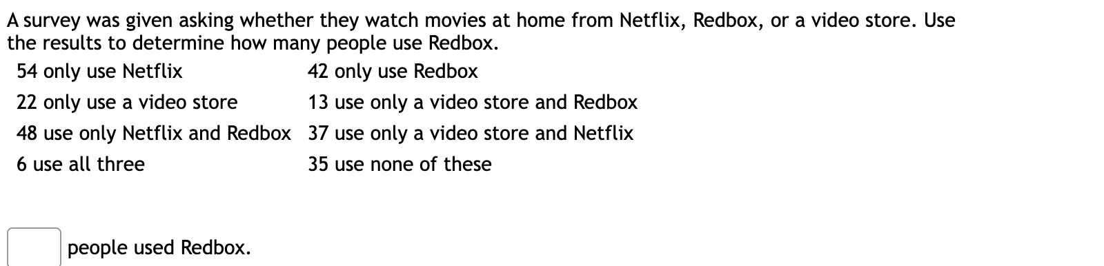 Solved A survey was given asking whether they watch movies | Chegg.com