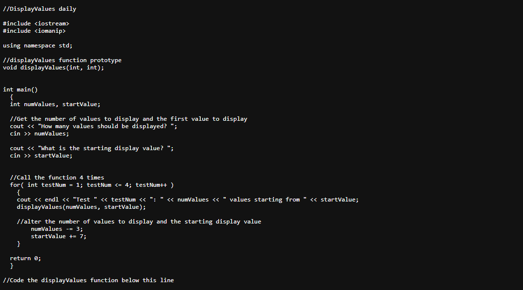 Solved Display ValuesOverviewFor this daily, write a | Chegg.com Solved Display ValuesOverviewFor this daily, write a | Chegg.com