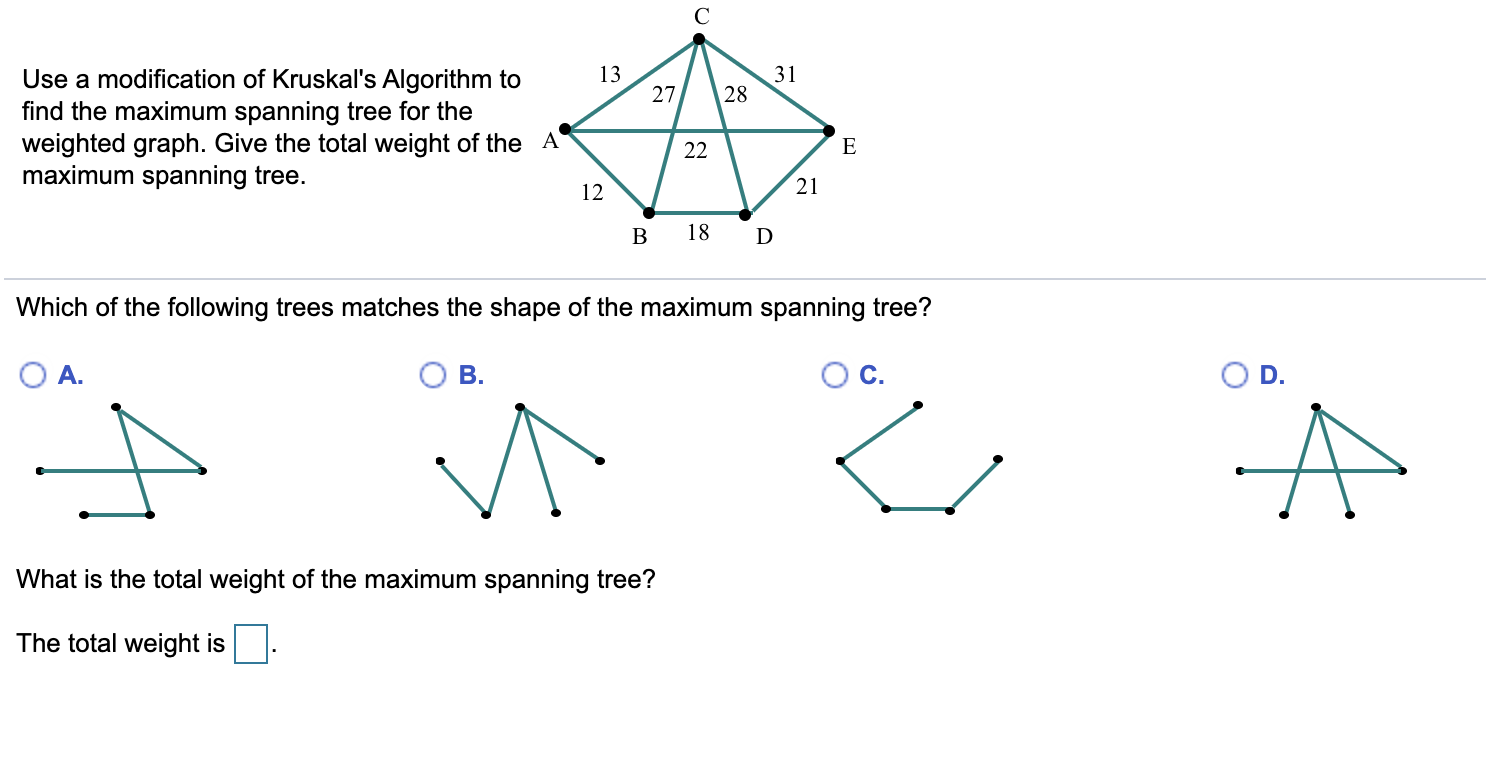 Solved 13 31 27 28 Use A Modification Of Kruskals Algorithm 