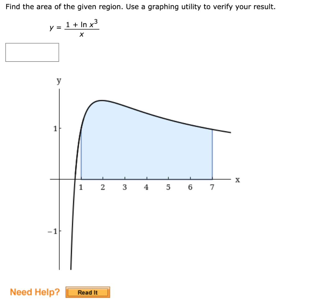 Solved Find the area of the given region. Use a graphing | Chegg.com