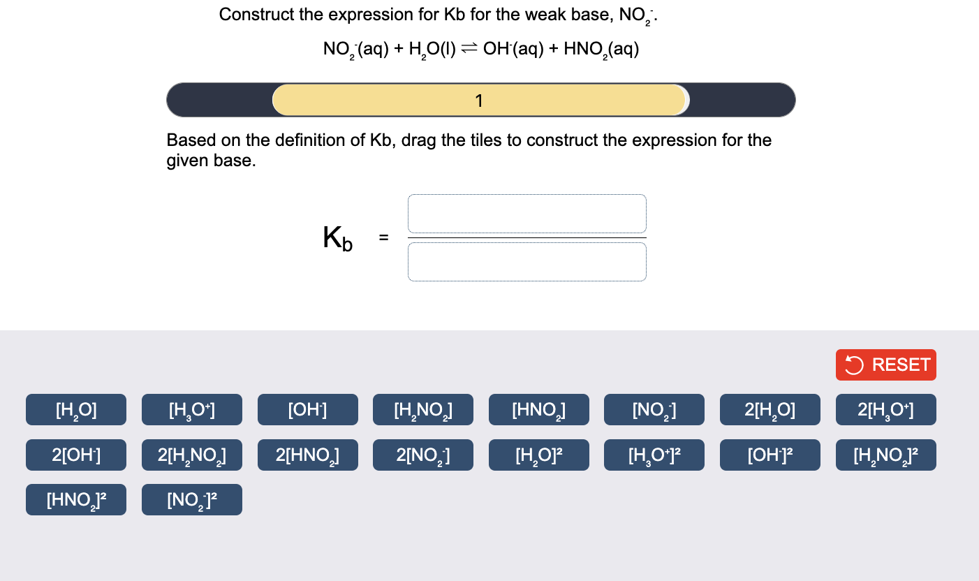 Solved Construct the expression for Kb for the weak base, | Chegg.com