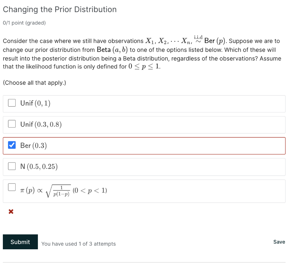 Solved Changing the Prior Distribution 0/1 point (graded) | Chegg.com