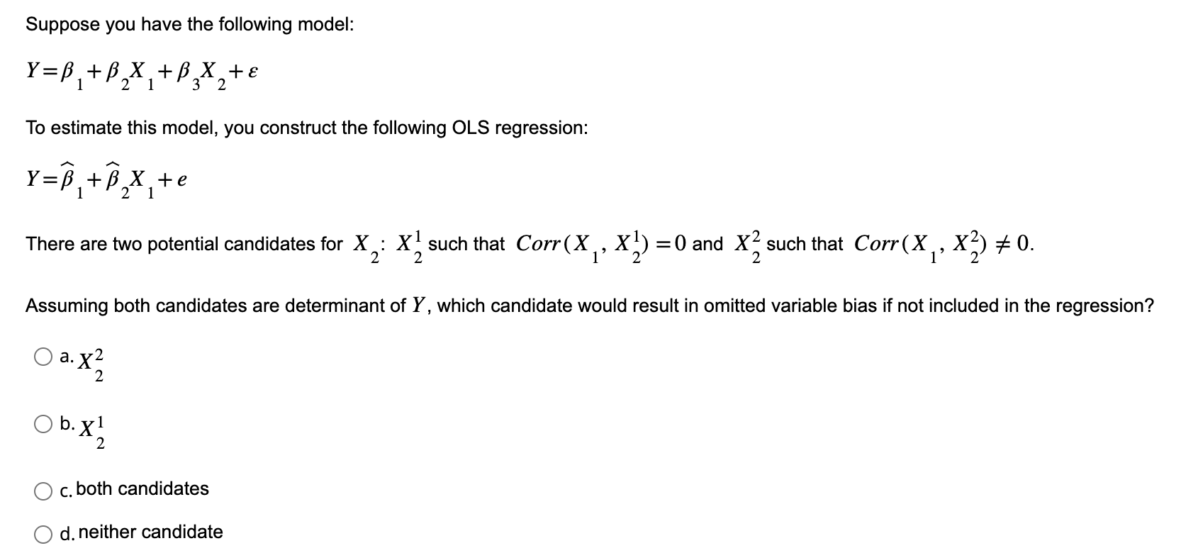 Solved Suppose you have the following model: | Chegg.com