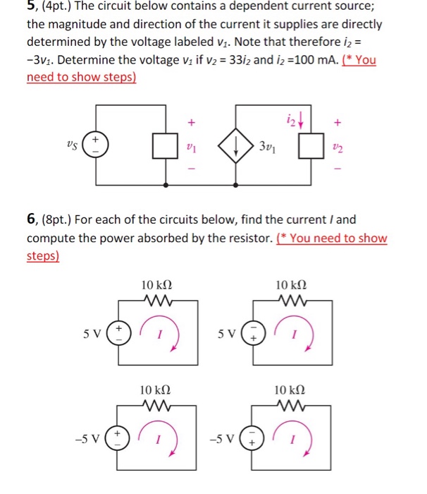 Solved 5, (4pt.) The circuit below contains a dependent | Chegg.com