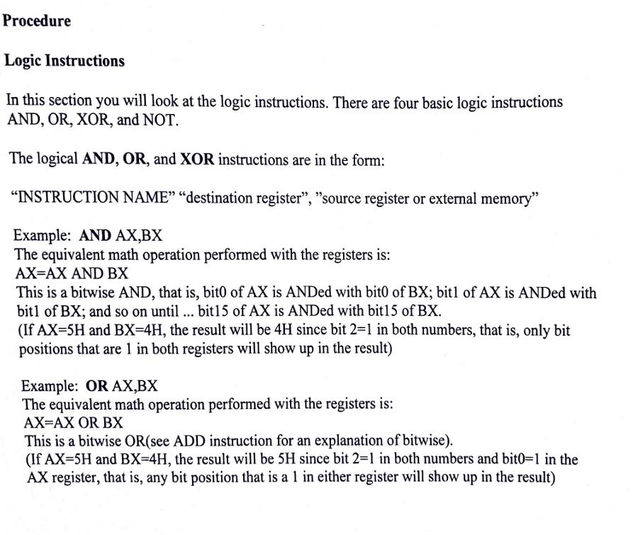 In this section you will look at the logic | Chegg.com