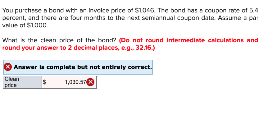 Solved You purchase a bond with an invoice price of $1,046. | Chegg.com